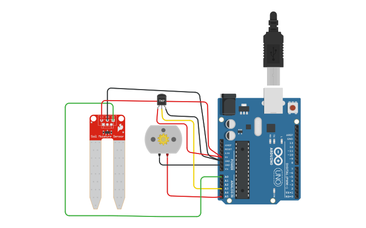 Circuit design Watering system - Tinkercad