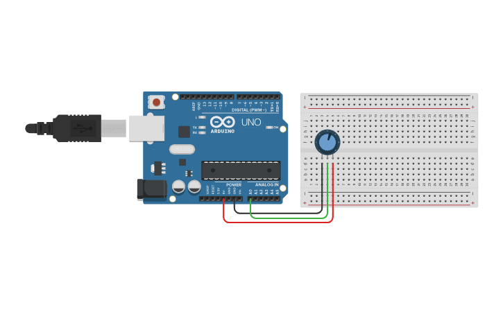 Circuit design Arduino內建範例-01.Basics\AnalogReadSerial-類比訊號的讀取 - Tinkercad