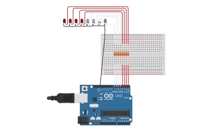Circuit design Running LED - Tinkercad