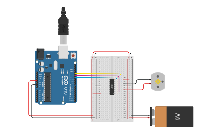 Circuit design DC MOTOR - DIRECTION OF ROTATION - Tinkercad