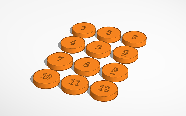 3D design Round Counters 1-12 V3 - Tinkercad