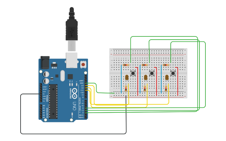 Circuit design LCD with Push Button - Tinkercad