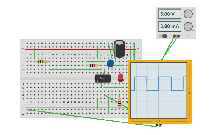 Circuit design LM555 - Tinkercad