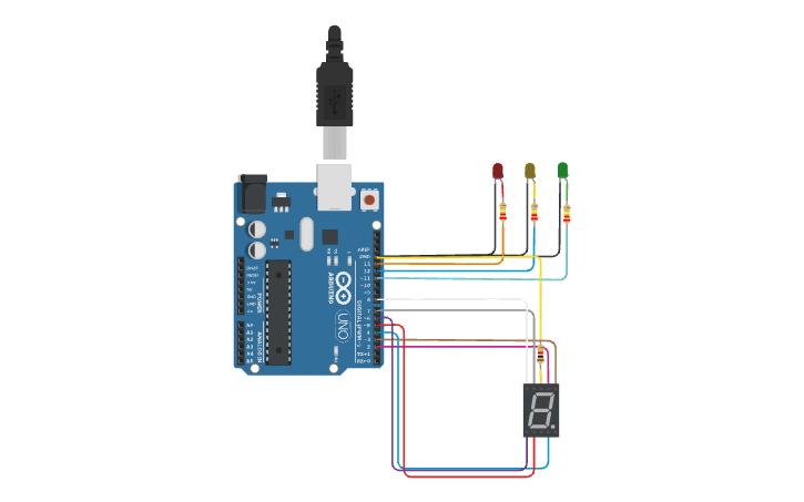 Circuit design TRAFFIC LIGHT SYSTEM - Tinkercad