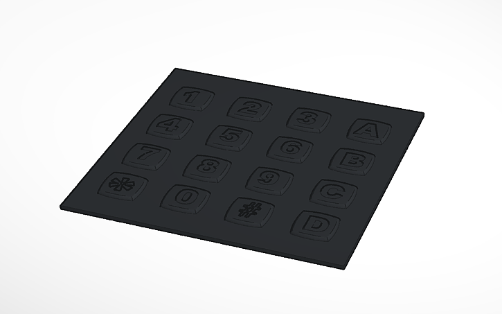3D design 4x4 keypad - Tinkercad