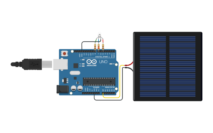 Circuit design Solar cell, solar Cell Project [block code] - Tinkercad