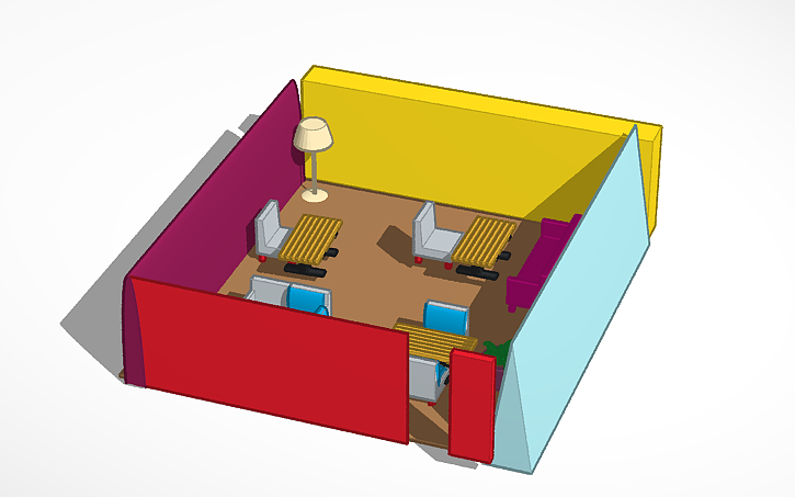 3D design small restaurant - Tinkercad
