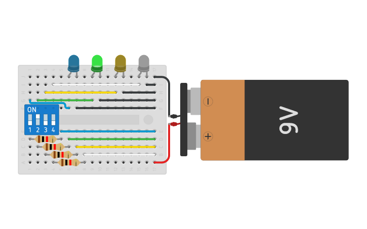 Circuit design Dip-Switch - Tinkercad