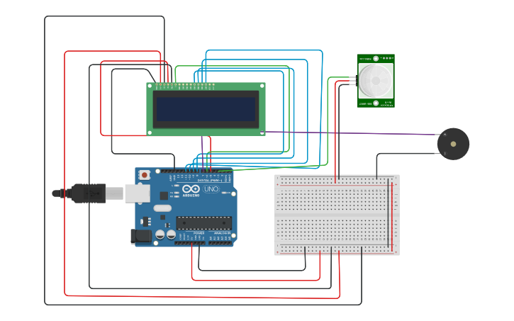 Circuit design Motion Detector - Tinkercad