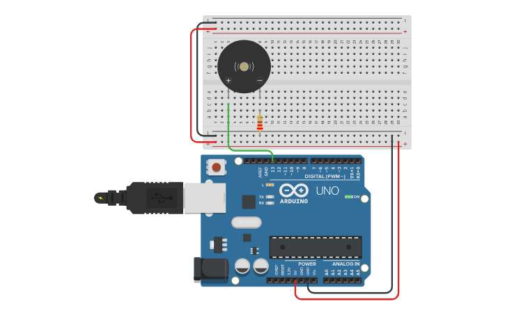Circuit design buzzer - Tinkercad