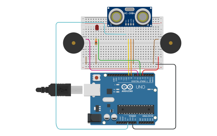 Circuit design Arduino Based Blind Stick - Tinkercad