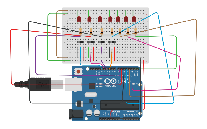 Circuit design PRATYUSH_74_7-SEGMENT DECODER - Tinkercad