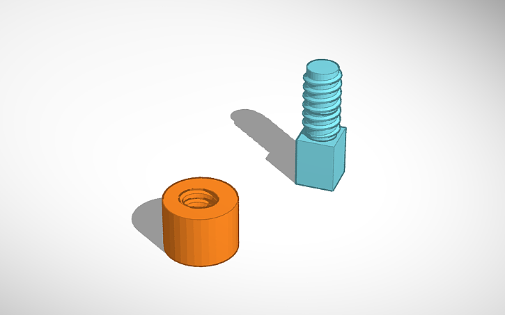 3D design Screw and nut - Tinkercad