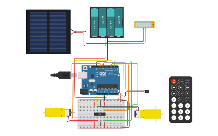 Circuit design Solar Smart Electric Vehicle - Tinkercad