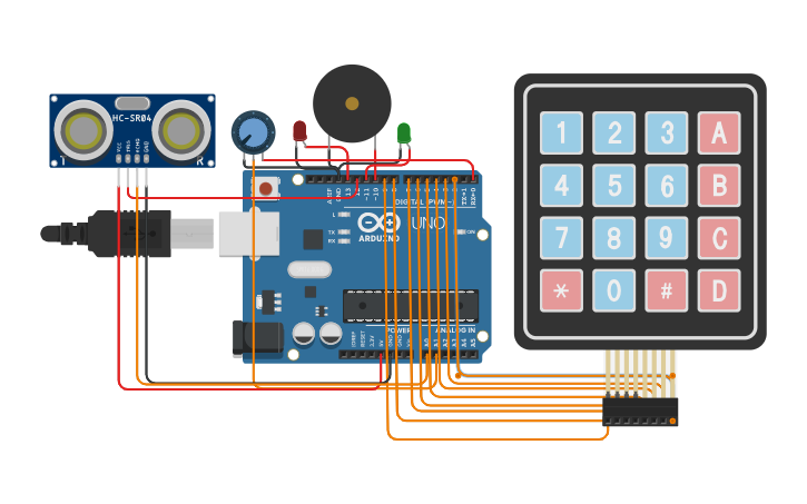 Circuit design Security system using arduino - Tinkercad