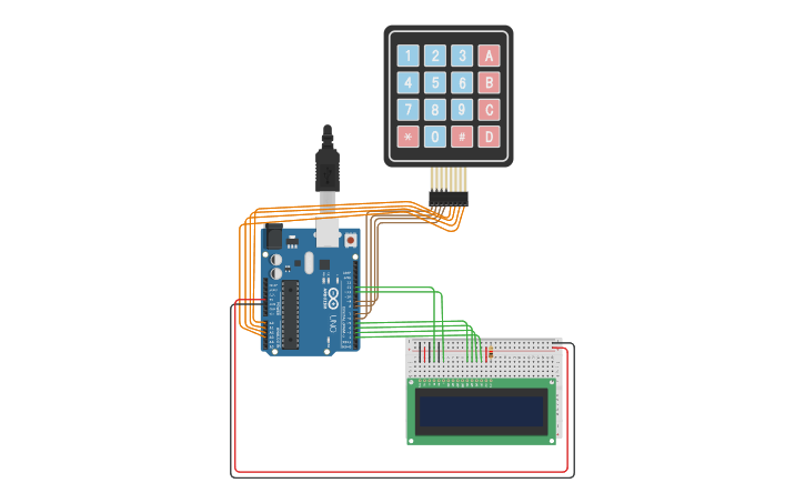 Circuit design keypad with arduino - Tinkercad