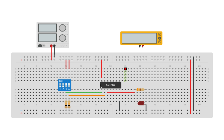 Circuit design COMPUERTA LOGICA 74HC08 - Tinkercad