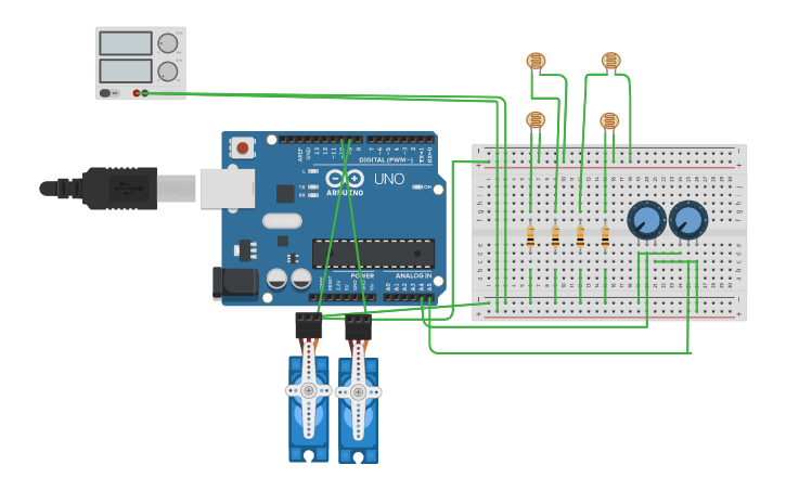 Circuit design Dual Axis Solar Tracker - Tinkercad