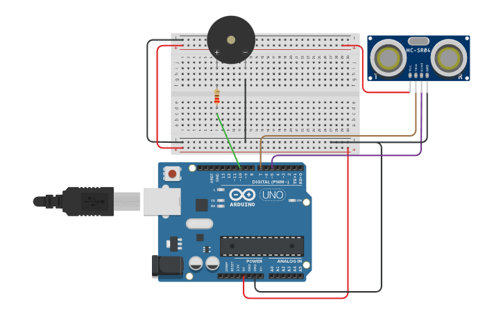 Circuit design Sensor de ultrasonido con Arduino UNO - Tinkercad