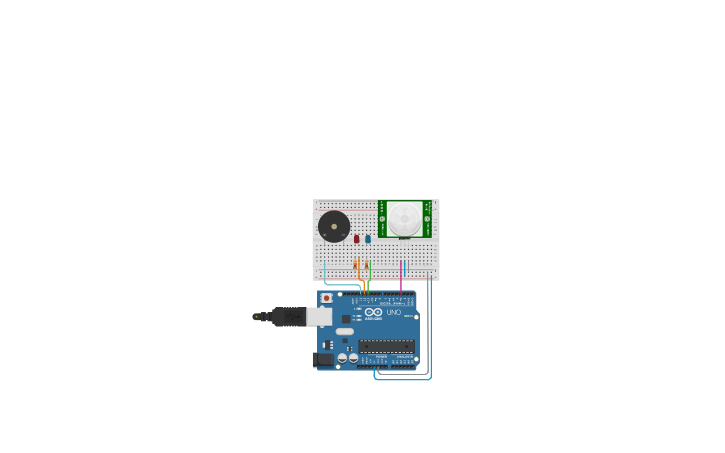 Circuit design MOTION DETECTOR ALARM SYSTEM - CASTANEDA - Tinkercad