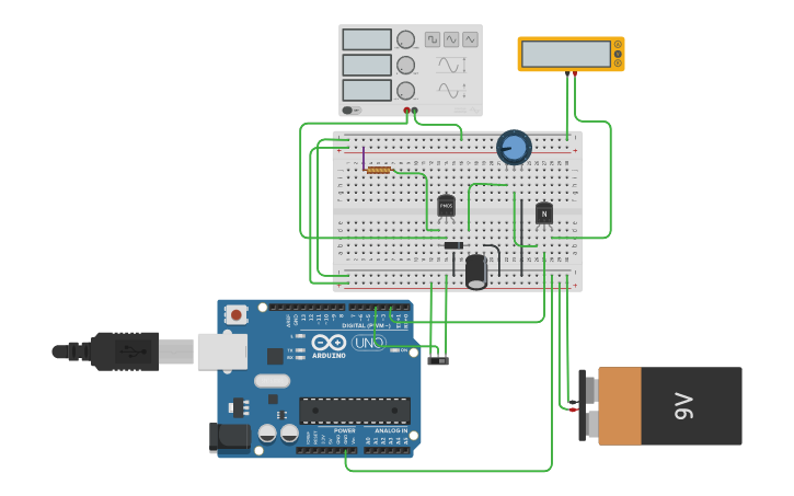 Circuit design Boost Converter using Arduino - Tinkercad