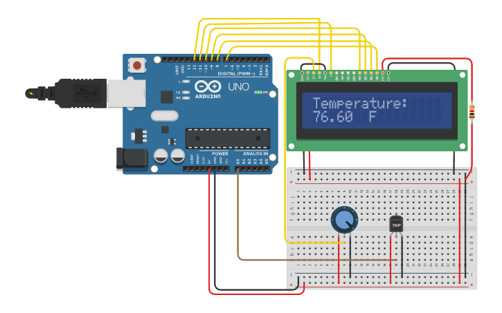 Circuit design Digital Thermometer - Tinkercad