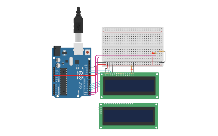 Circuit design LCD 16x2 + Bluetooh - Tinkercad