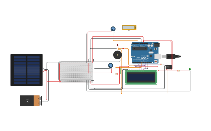 Circuit design solar powered wirelesss charging for drone - Tinkercad