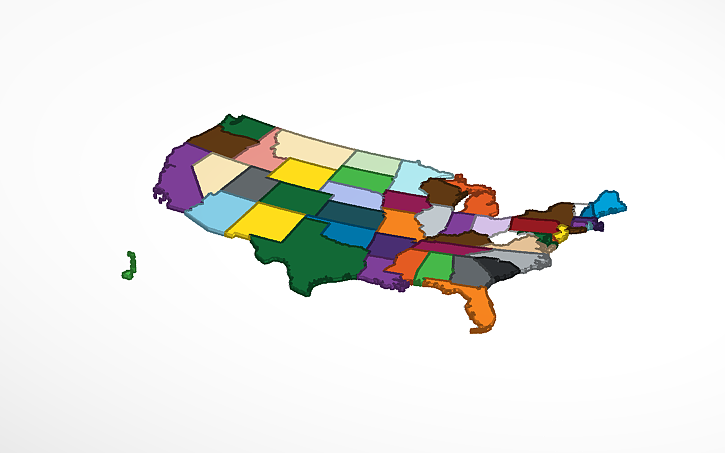 3D design United States of America Map Finished - Tinkercad