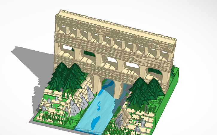 3D design Roman Aqueduct - Tinkercad