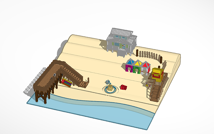 3D design Beach Scene - Tinkercad