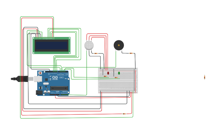Circuit design Poisonous Gas Detection Using Gas Sensor - Tinkercad
