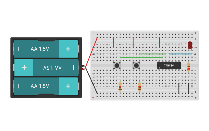 Circuit design Example Single Logic Gate Breadboard - Tinkercad