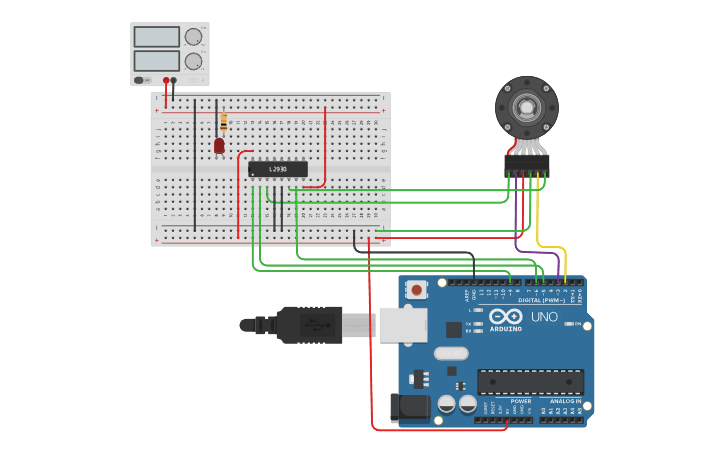 Circuit design DC-Motor with Encoder - Tinkercad