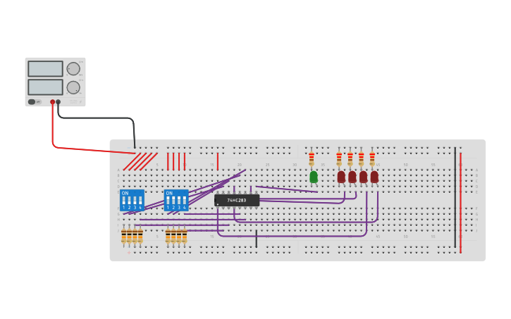 Circuit design Copy of SLabCL3_Ex2(4Bit_Adder) - Tinkercad