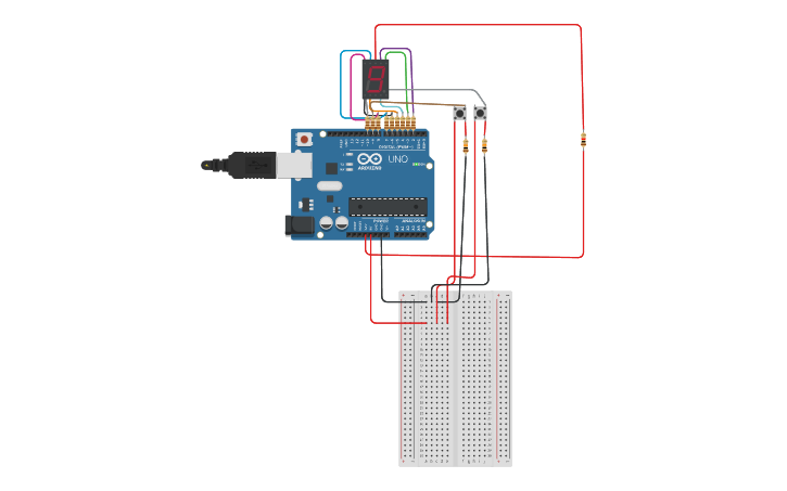 Circuit design Smart Attendance Counter with 7-Segment Display - Tinkercad