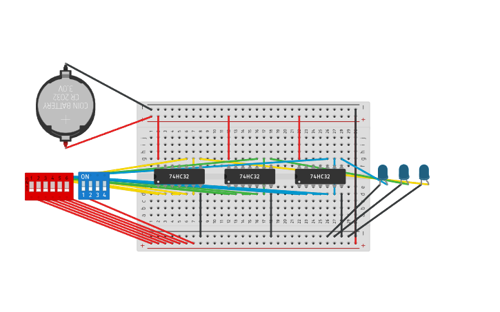 Circuit design 8 to 3 encoder - Tinkercad