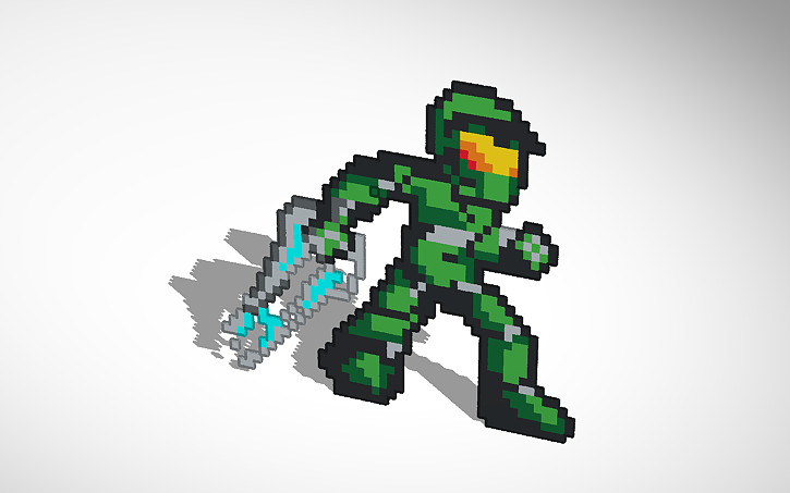 3D design Master Chief Pixel Art - Tinkercad