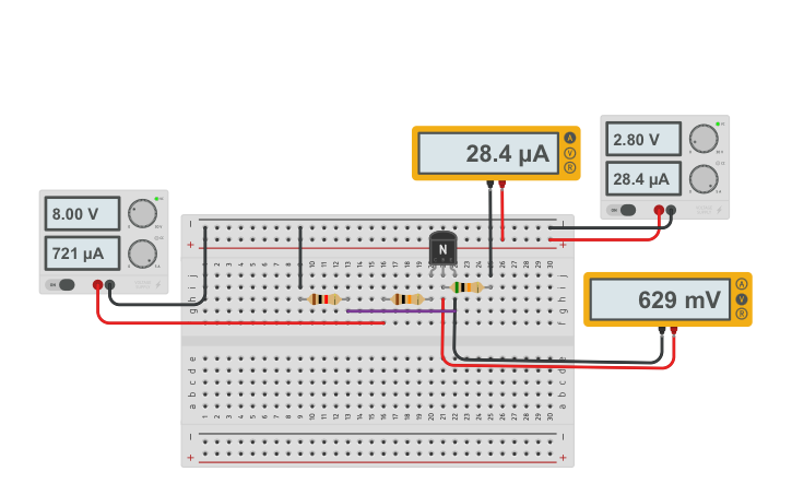 Circuit design input characteristic transistor - Tinkercad