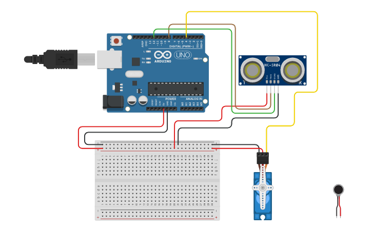 Circuit design Sonar with Servo - Tinkercad
