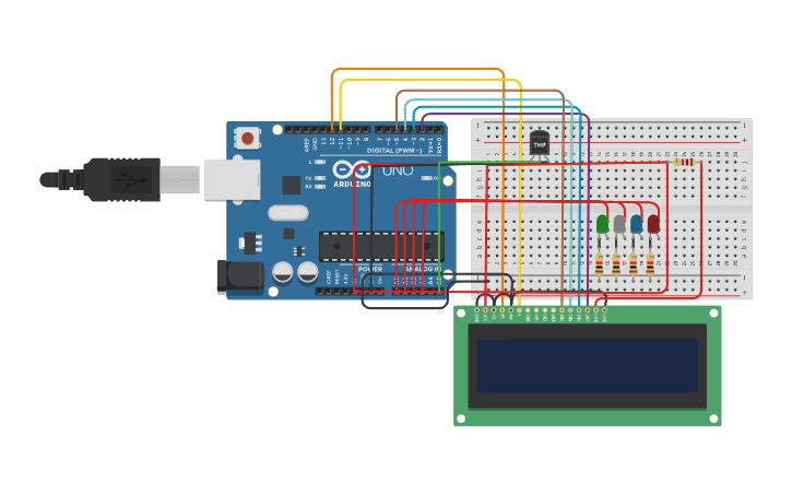 Circuit design temperature LM35 sensor with Arduino - Tinkercad