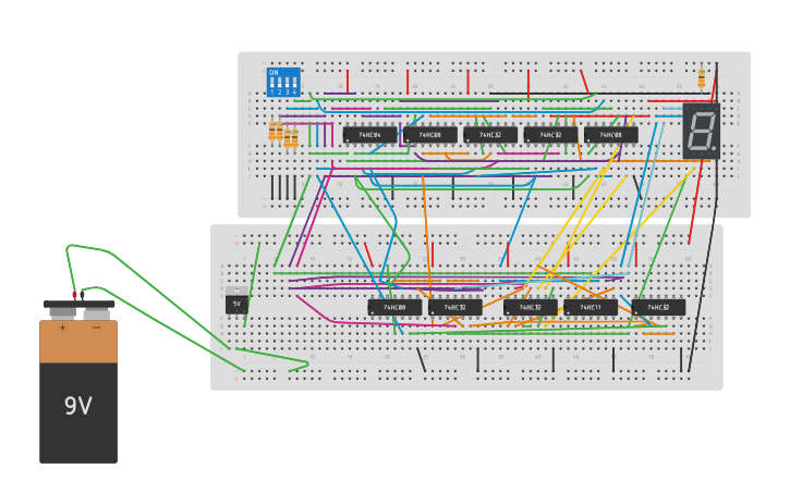Circuit design Copy of Decodificador BCD 7 segmentos - Tinkercad
