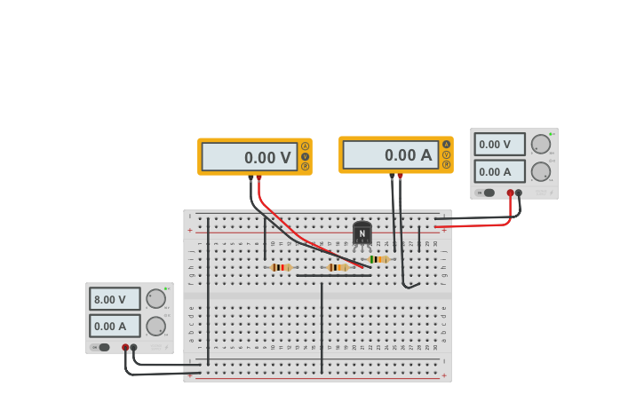Circuit design input characteristic transistor ( V in 0 V) - Tinkercad