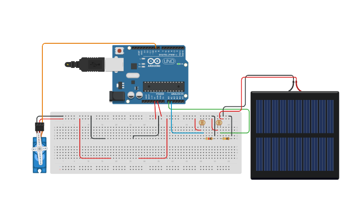 Circuit design Sun Tracking Solar Panel - Tinkercad
