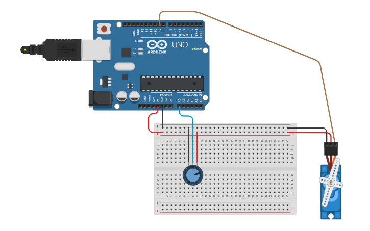 Circuit design Prática 4 - Servo - Tinkercad