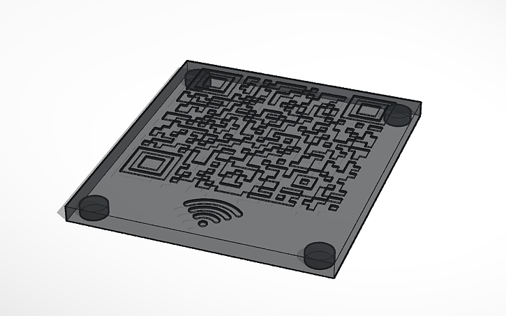 3D design WiFi QR Code Sign - Embedded Magnet Version - Tinkercad