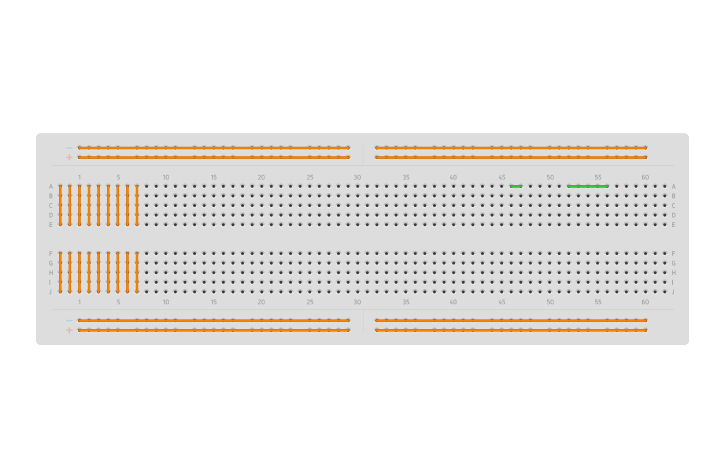 Circuit design Breadboard Connections - Tinkercad
