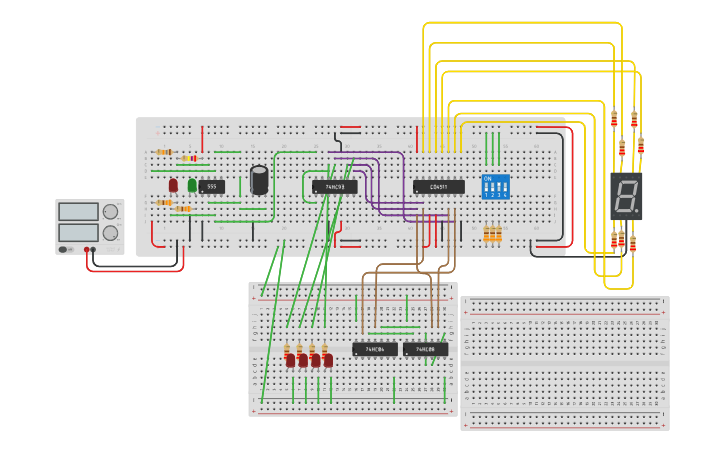 Circuit design TAREA DEL SEGMETO 7 , DELESMA FERNANDO CONTADOR DEL 1 AL 9 - Tinkercad