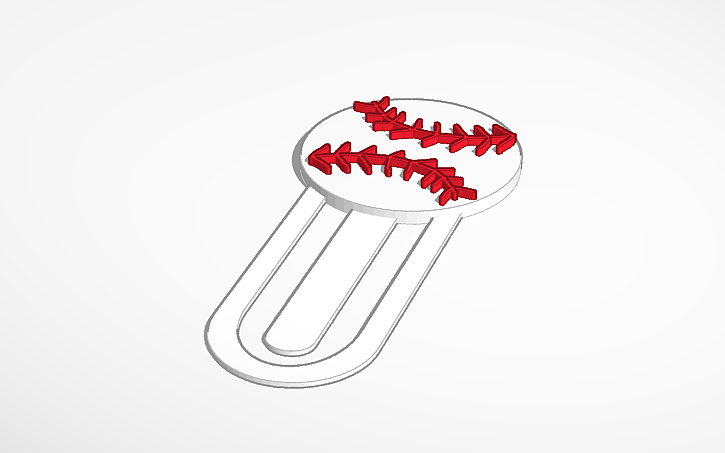 3D design Baseball Bookmark - Tinkercad