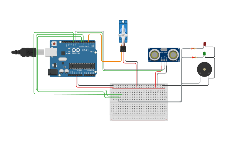 Circuit design Automatic Railway Gate Control System Using Tinkercad - Tinkercad